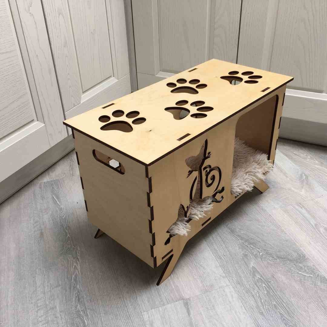 Free Laser Cut Cat House Template cdr file download - Free Vector