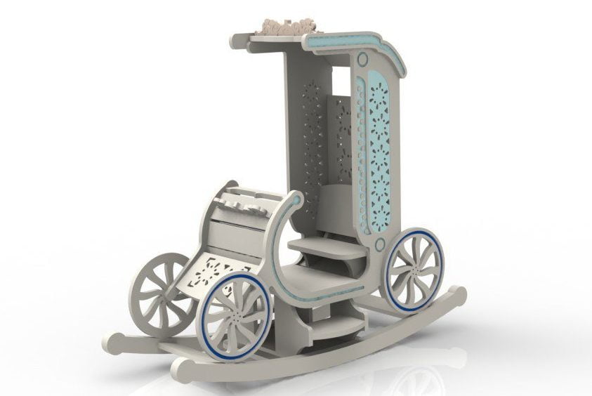 Children's Rocking CNC Chair DXF File Free - Free Vector