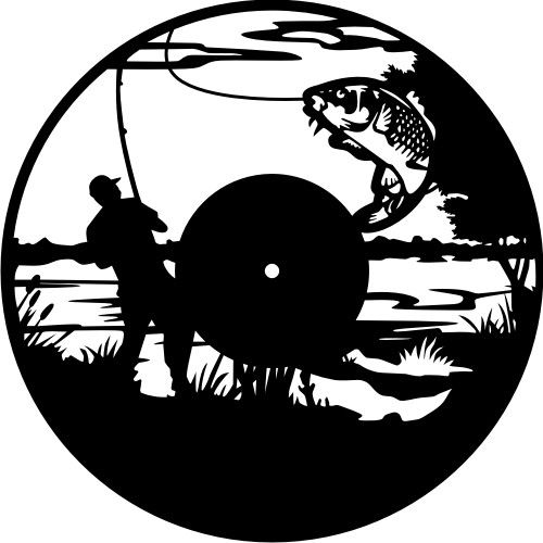 Fishing Clock DXF File – Free Design for Laser Cutting - Free Vector