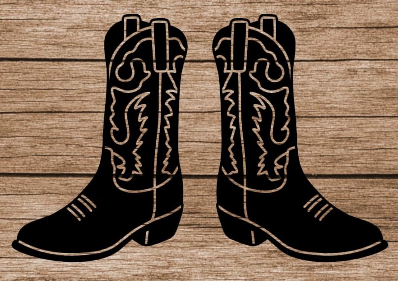 cowboy boots with designs dxf free designs - Free Vector